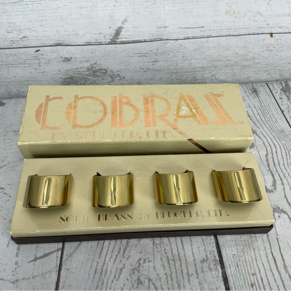 Beucler | Dining | Vintage Solid Brass Napkin Rings Set Of 4 Cobraz By ...